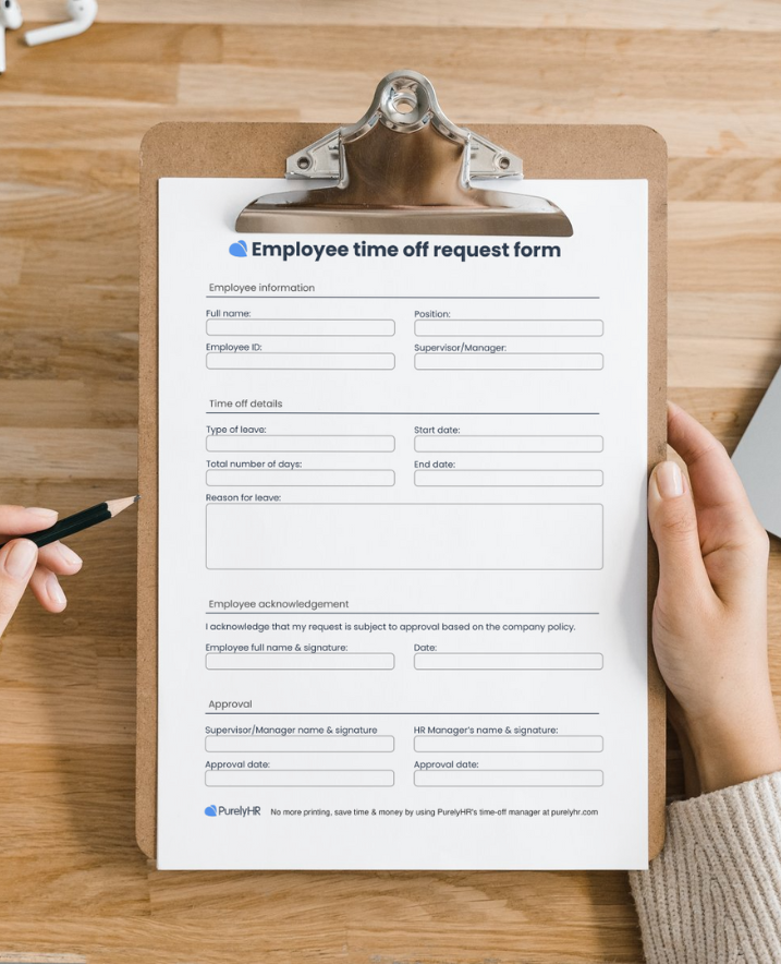 Free Time off request form Template | Download PDF | PurelyHR