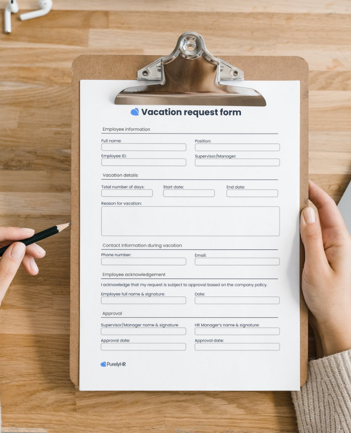 Simple & Free Vacation Request Form Template | Download PDF | PurelyHR